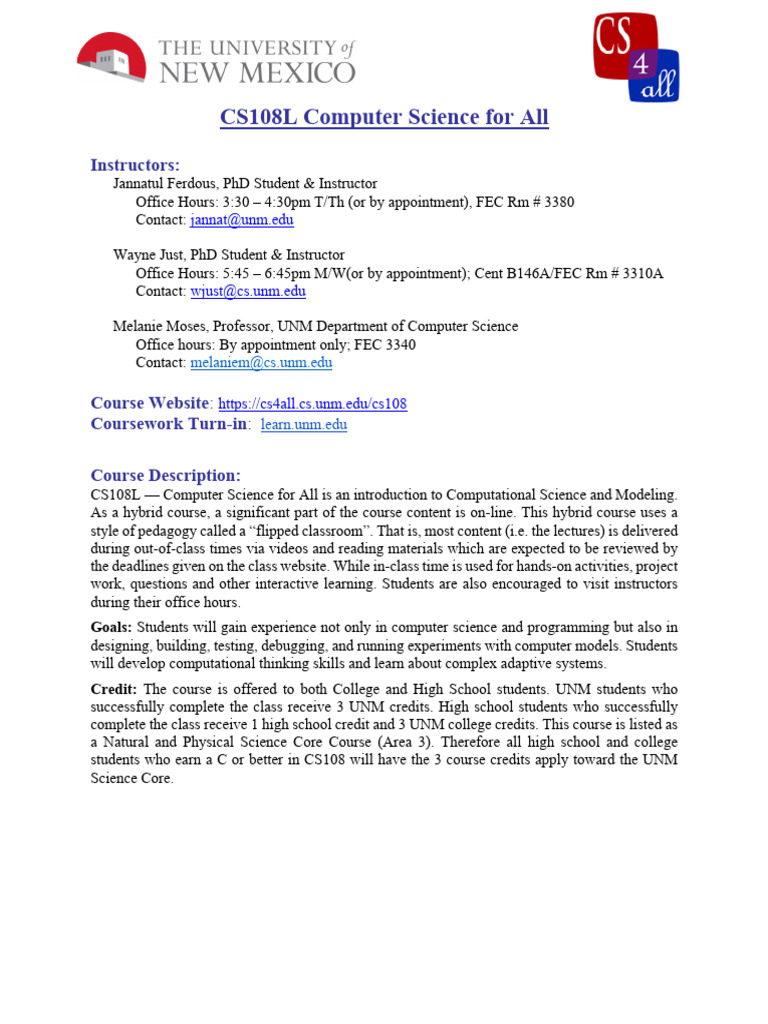 CS108L Syllabus | PDF | Learning | Computing