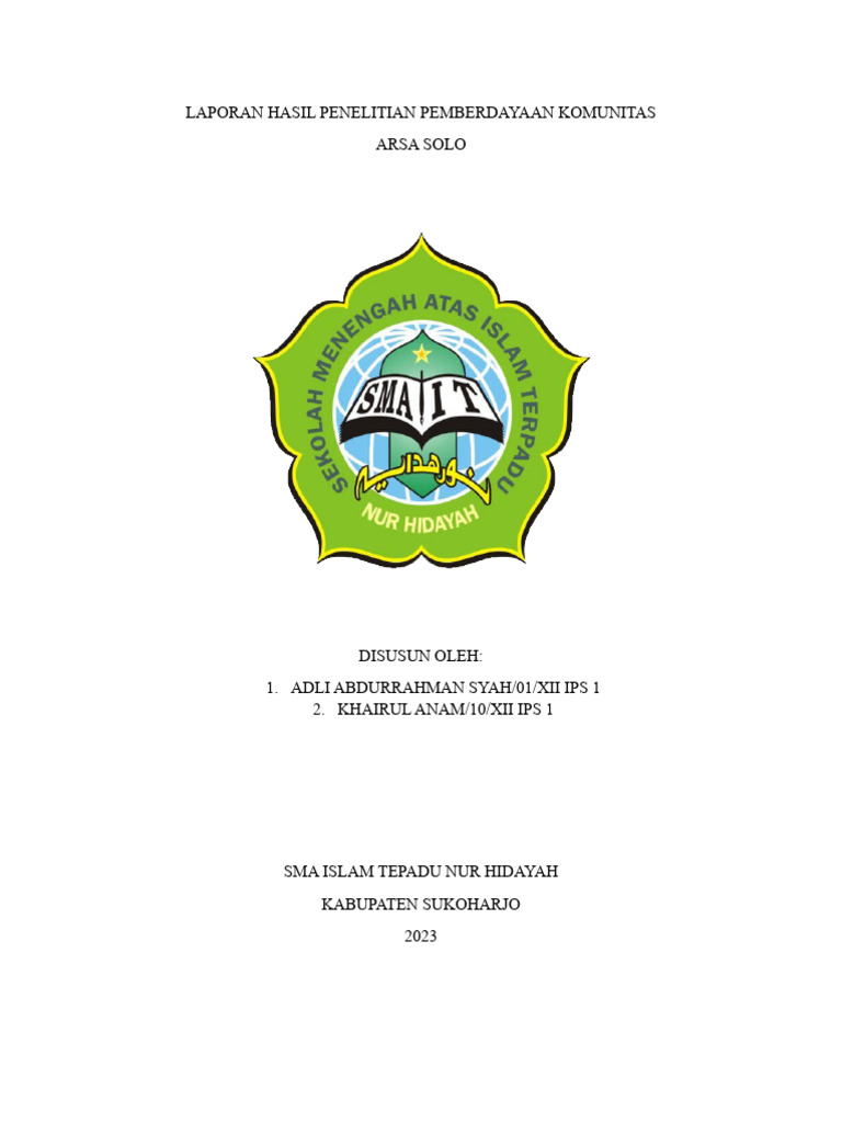 Laporan Penelitian Komunitas Arsa Solo Adli&Anam | PDF