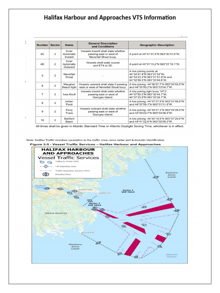 Halifax Harbour and Approaches VTS Information | PDF