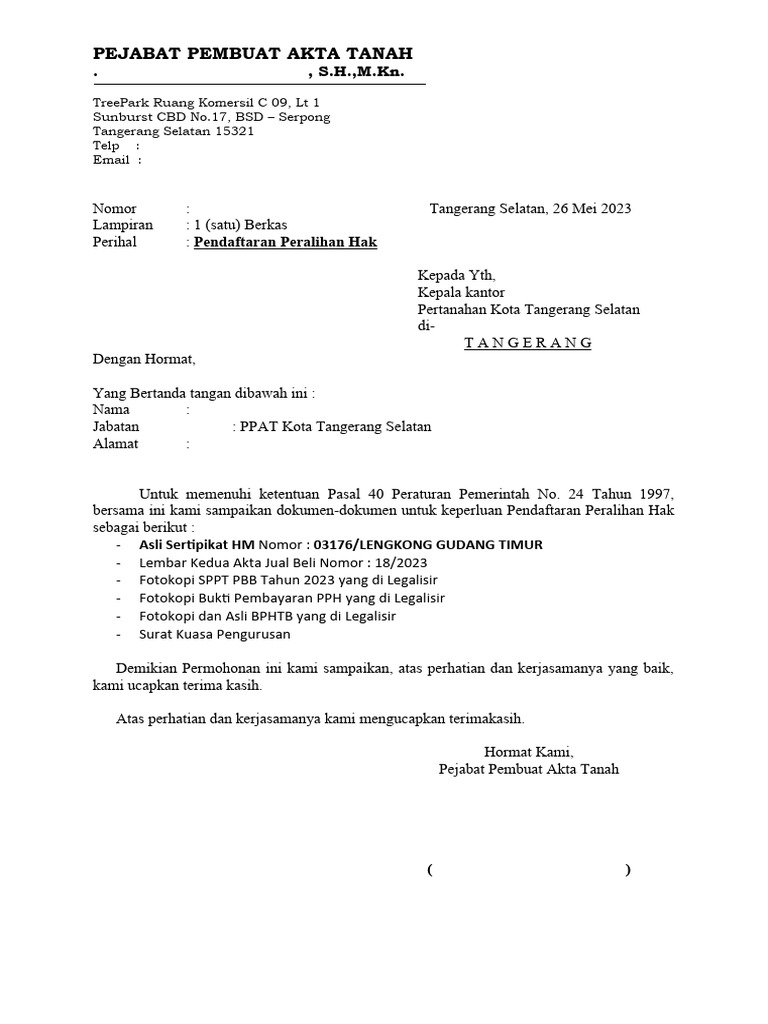 Surat Pengantar BPN | PDF | Hukum