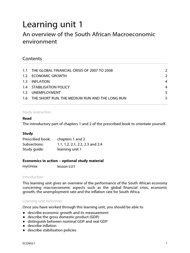 Learning Unit 1 | PDF | Fiscal Policy | Macroeconomics