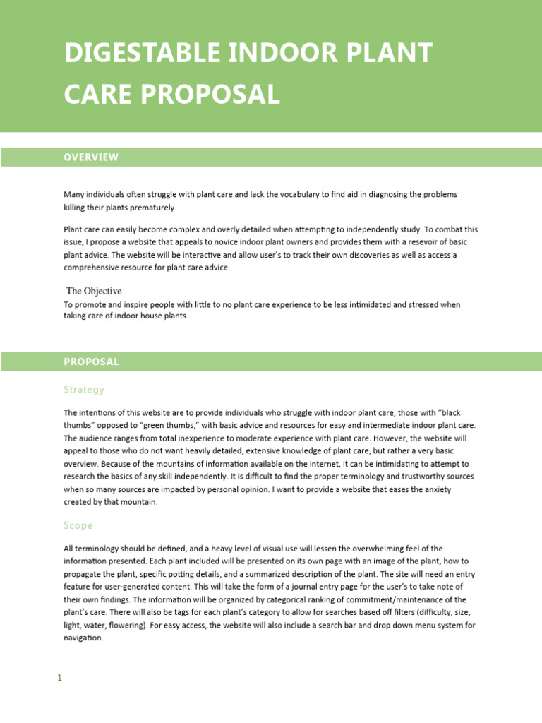 Digestable Indoor Plant Care Proposal | PDF | Web Design