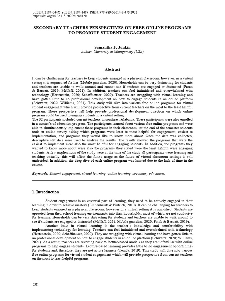 3secondary Teachers Perspectives On Free Online P To Promote Student ...