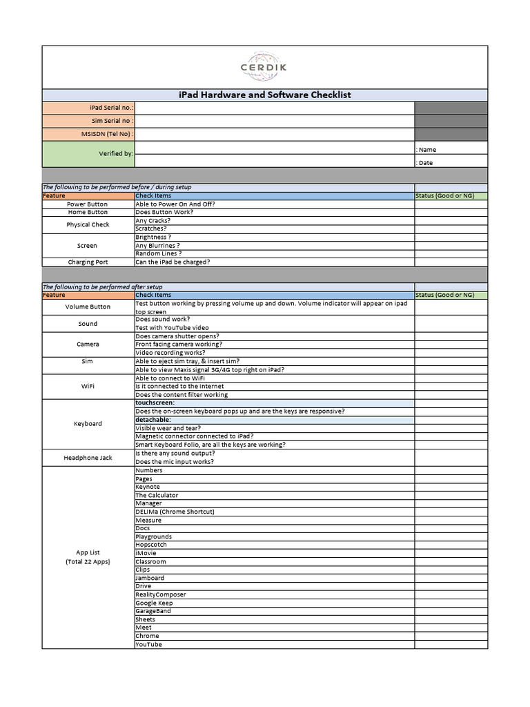Checklist For Ipad | PDF | I Pad | Computer Keyboard