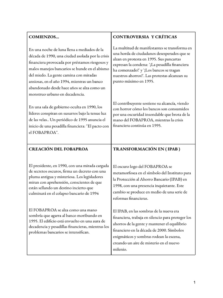 Creación y Consecuencias del FOBAPROA | PDF