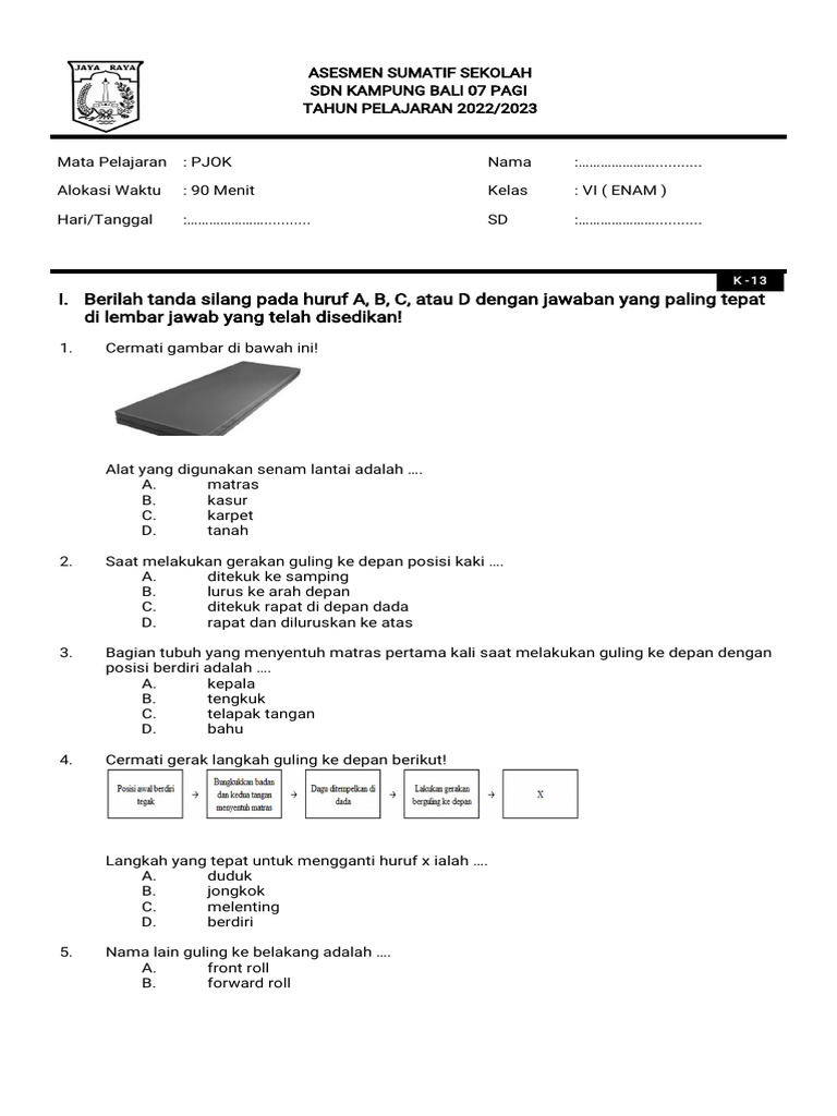Soal Pas Pjok Kelas 6 | PDF