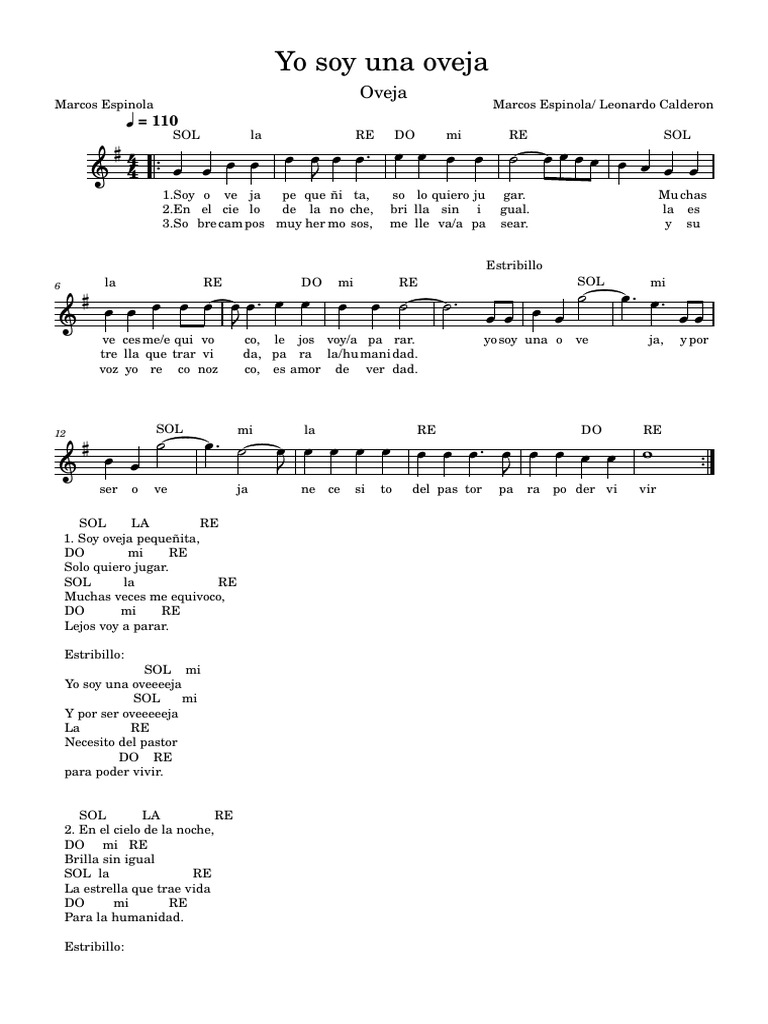Yo Soy Una Oveja Partitura | PDF