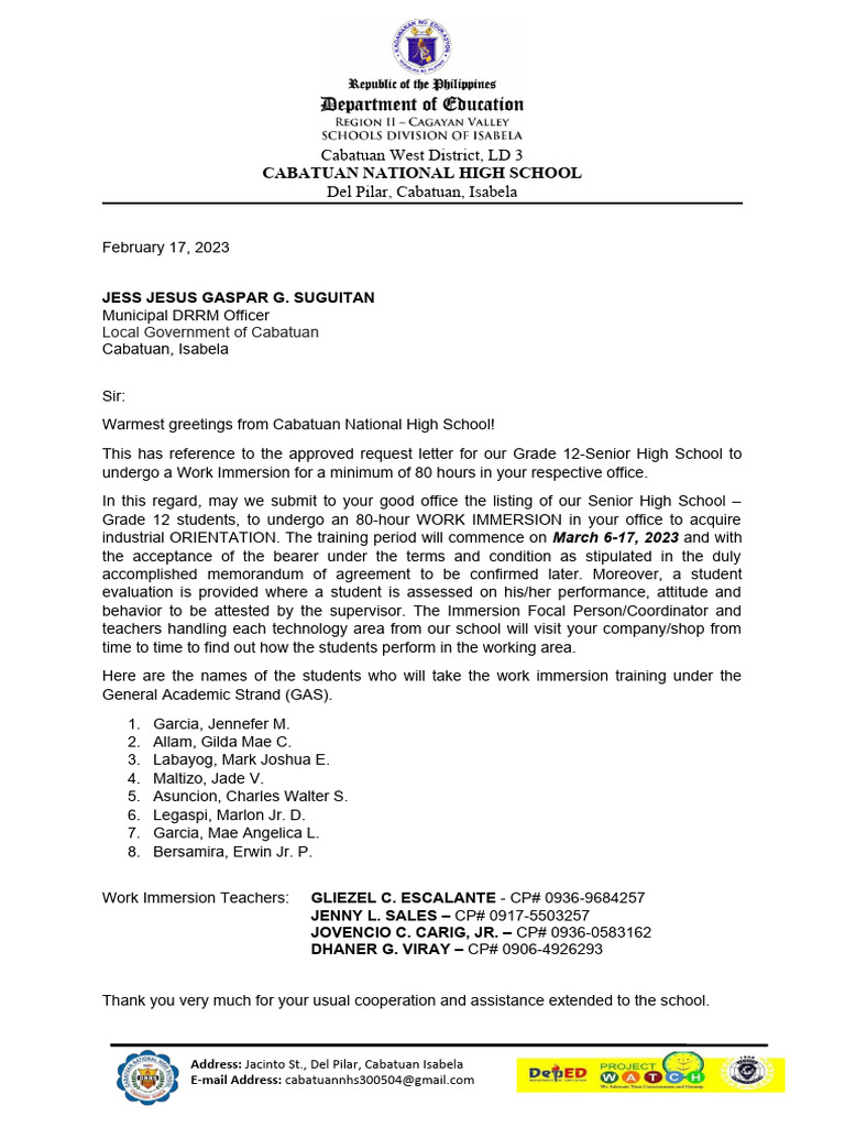 Endrsement Letter Lgu | PDF