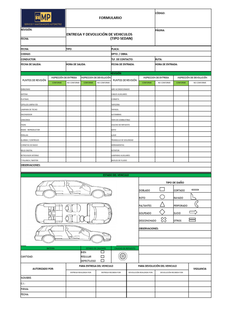 Dokumen.tips Formato Check List Entrega y Devolucion Vehiculo Carro ...