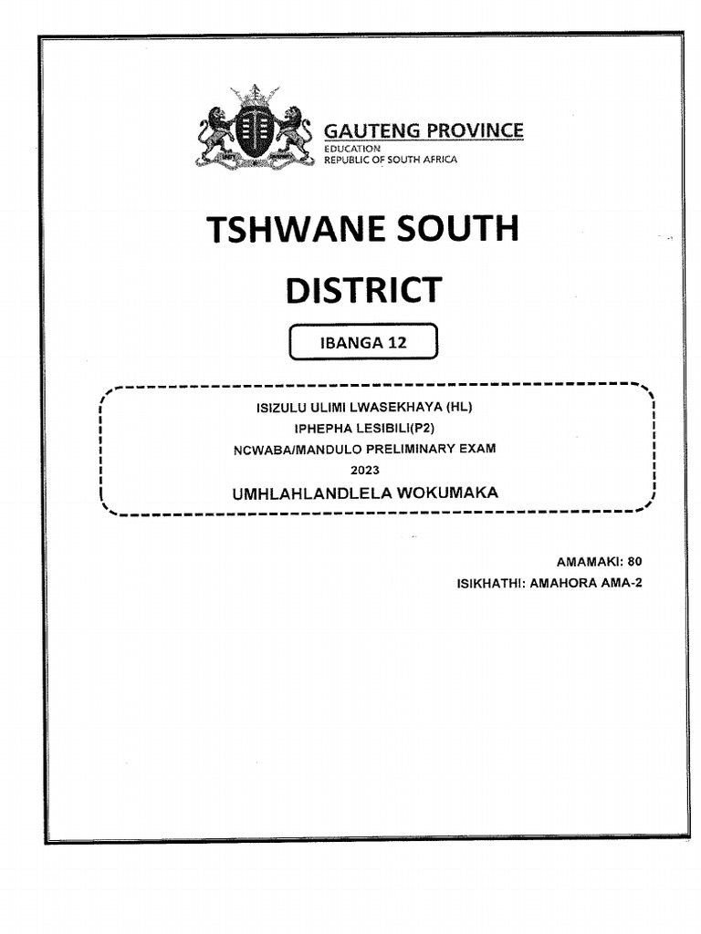IsiZulu MEMO P2 PRILEM 2023 | PDF