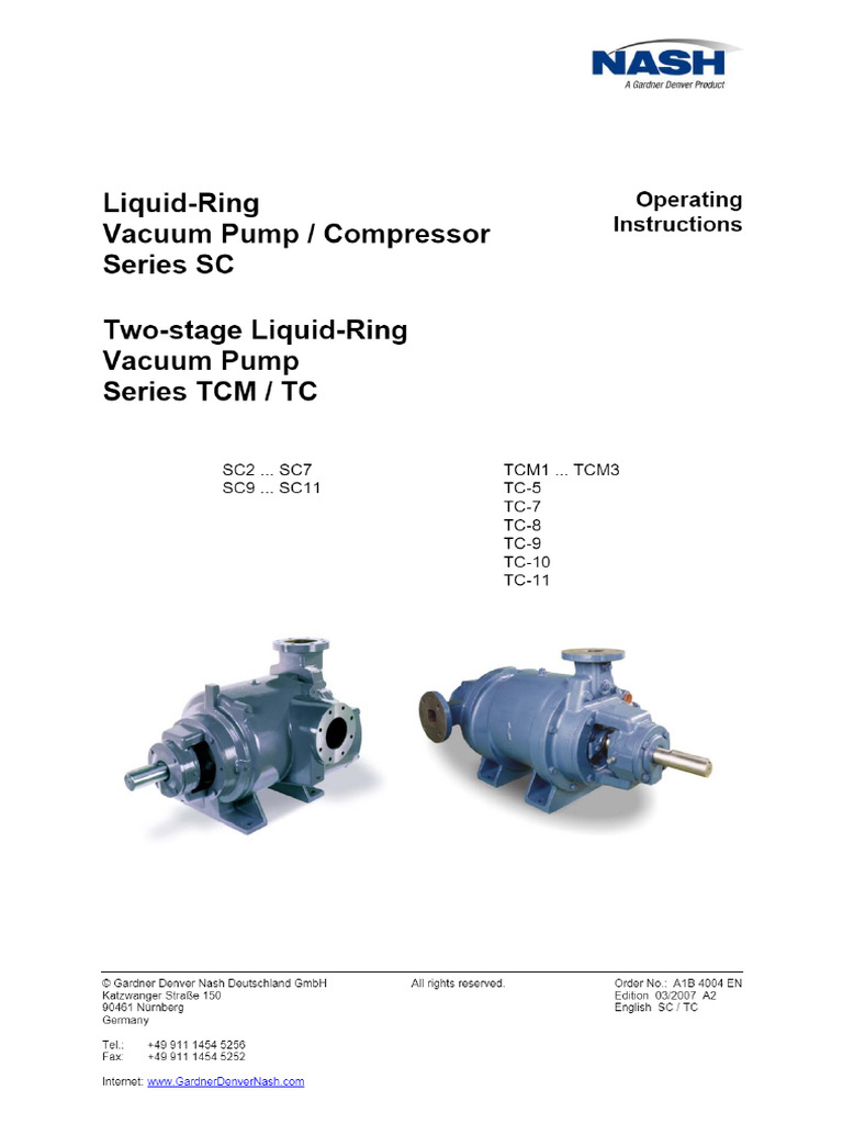 Liquid-Ring Vacuum Pump - Compressor Series SC. Two-Stage Liquid-Ring ...