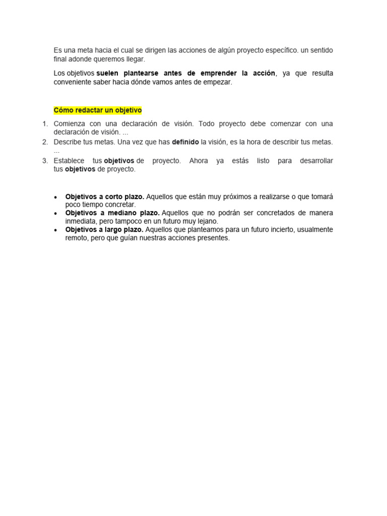 Es Una Meta Hacia El Cual Se Dirigen Las Acciones de Algún Proyecto ...