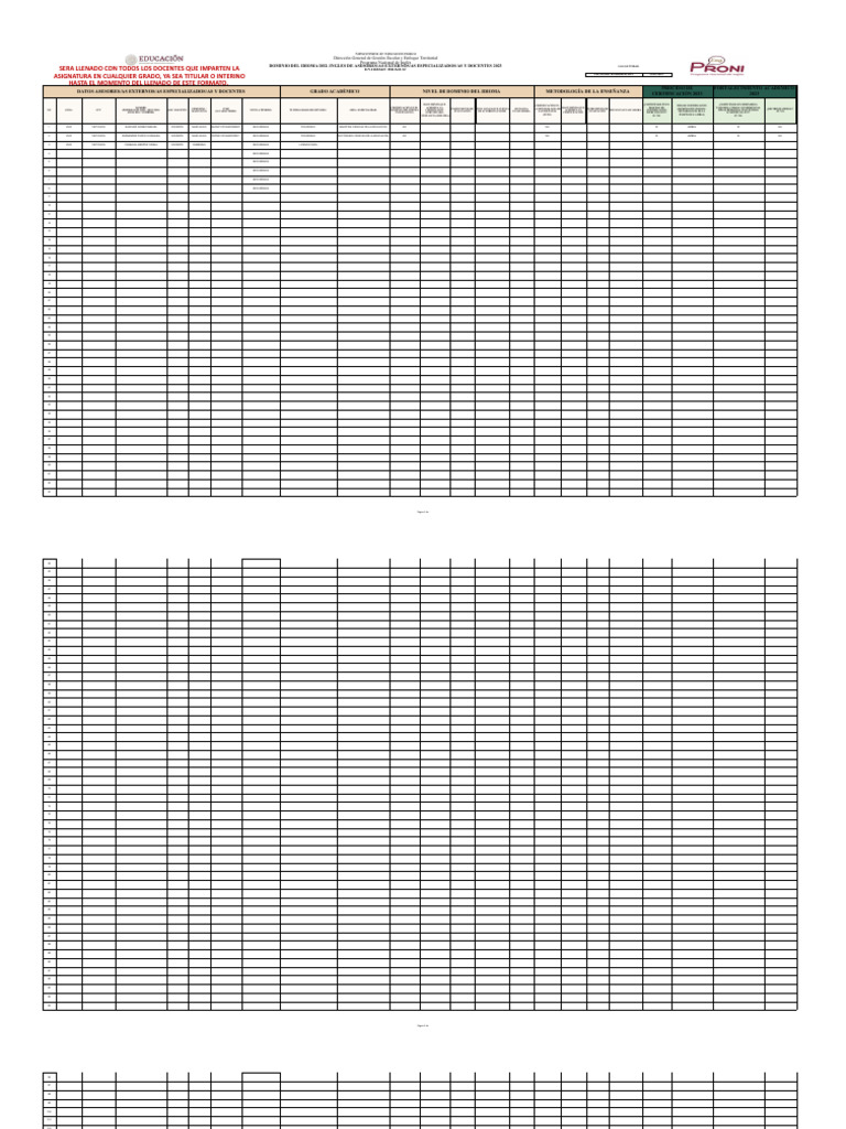 15etv0476i Formato BD Aee Proni 2023 Anexo 8 | PDF | Enseñando | Aprendizaje