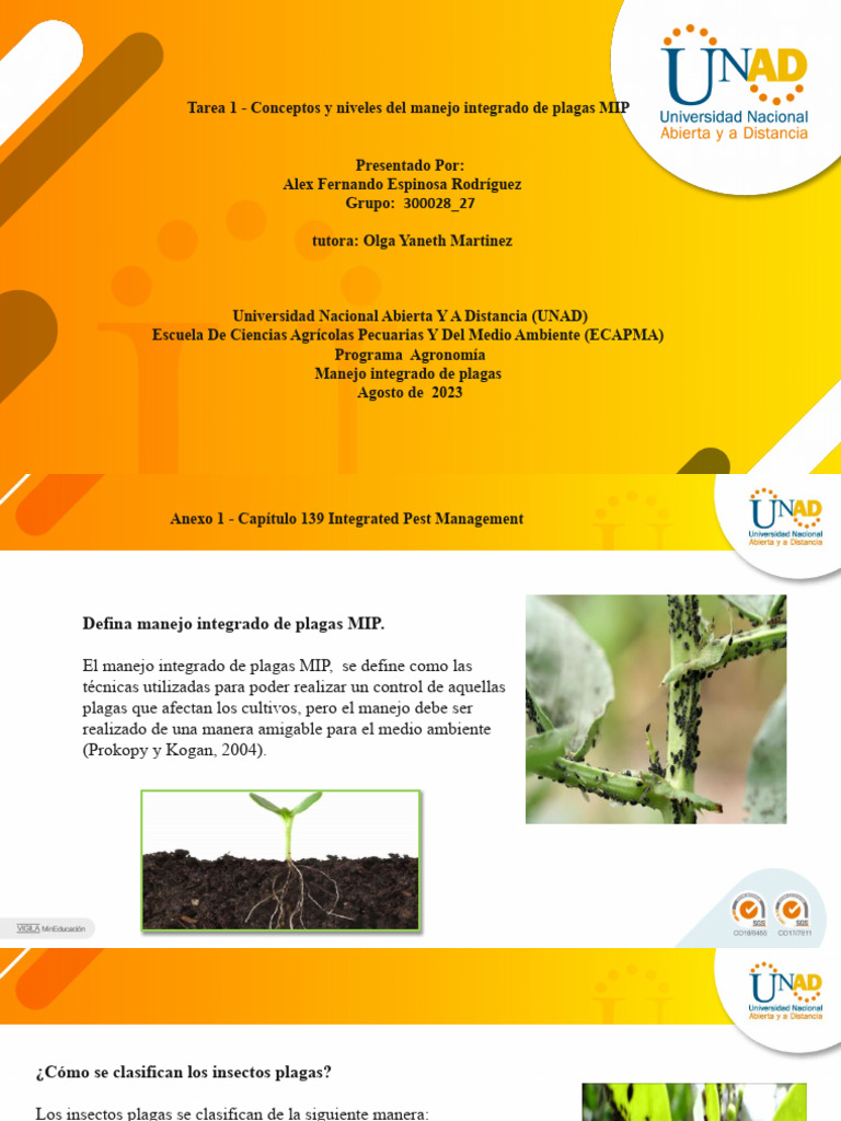 tarea 1 MIP | PDF | Plaga (organismo) | Pesticida