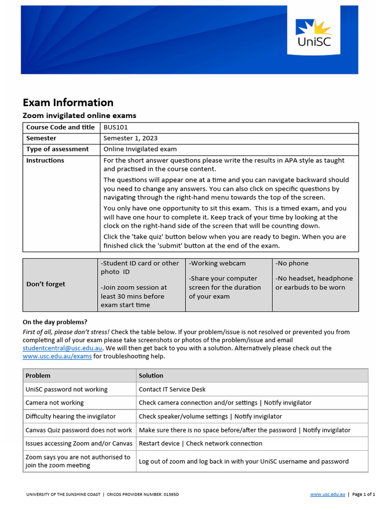 Exam Information For Students BUS101 | PDF | Software | Computing