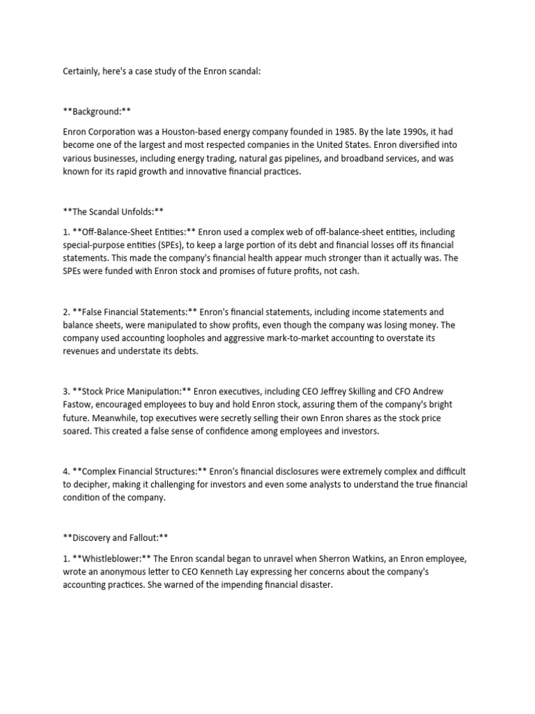 Eneron Scandal and Sox Act | PDF | Sarbanes–Oxley Act | Enron