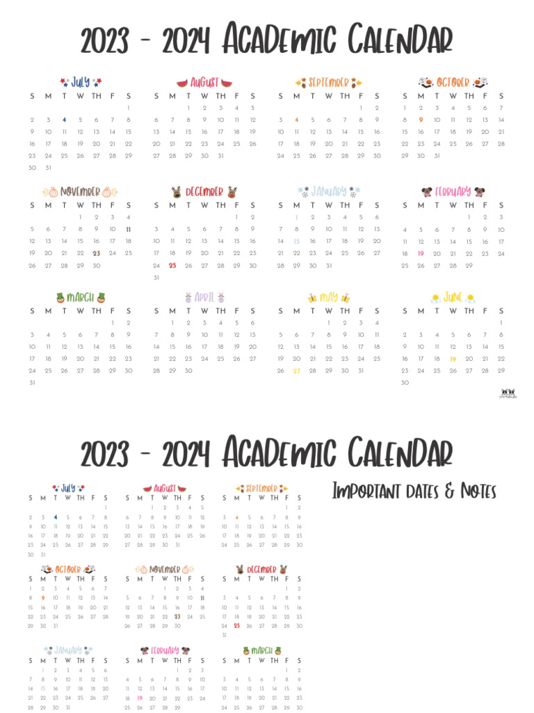 Printable 2023 2024 Academic Calendar 26 | PDF