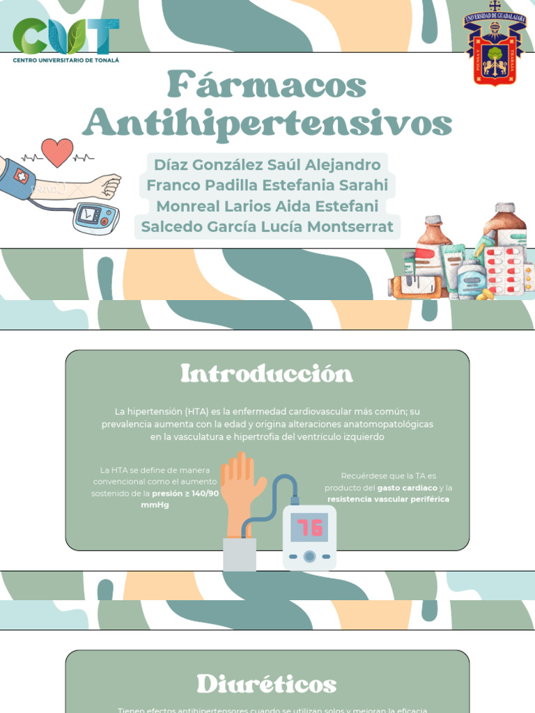 Fármacos Antihipertensivos | PDF | Hipertensión | Especialidades Medicas