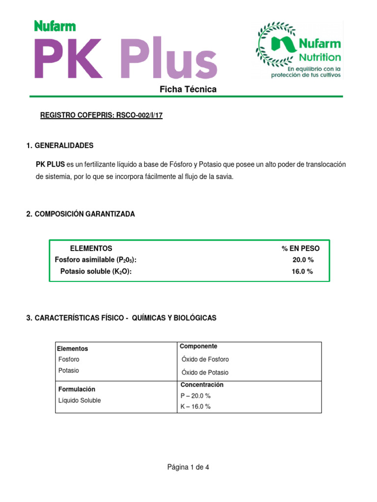 Fertilizante Foliar PK-Plus | Descargar gratis PDF | Agua | Agricultura