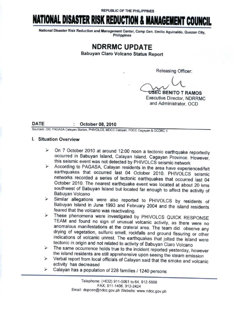 Babuyan Claro Volcano Status Report 8OCT2010 | PDF