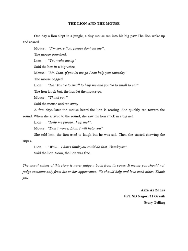 The Lion And The Mouse Pdf