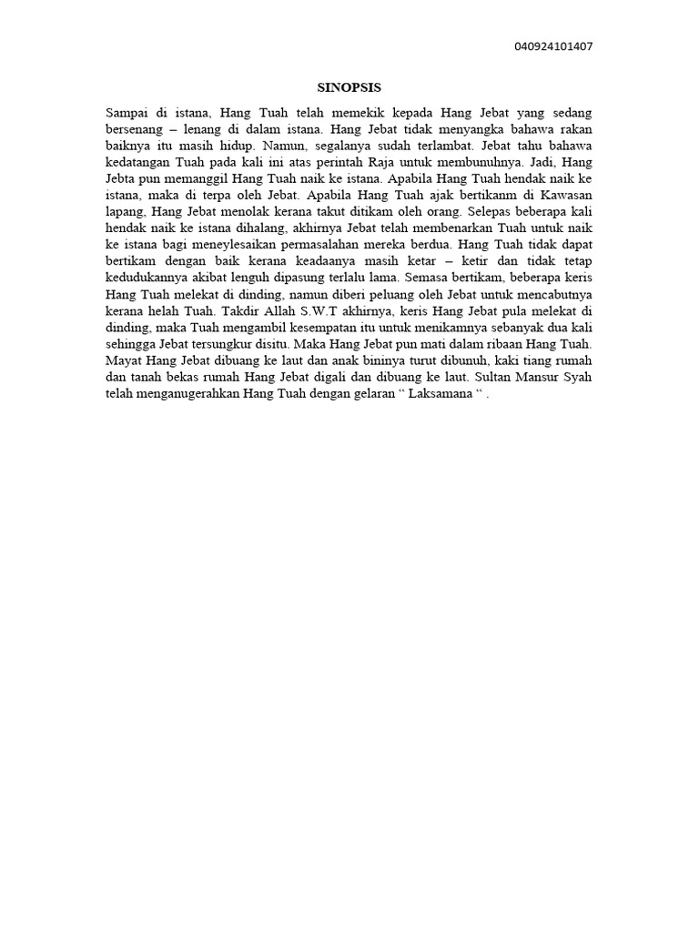 Pertarungan Hang Tuah dan Hang Jebat | PDF