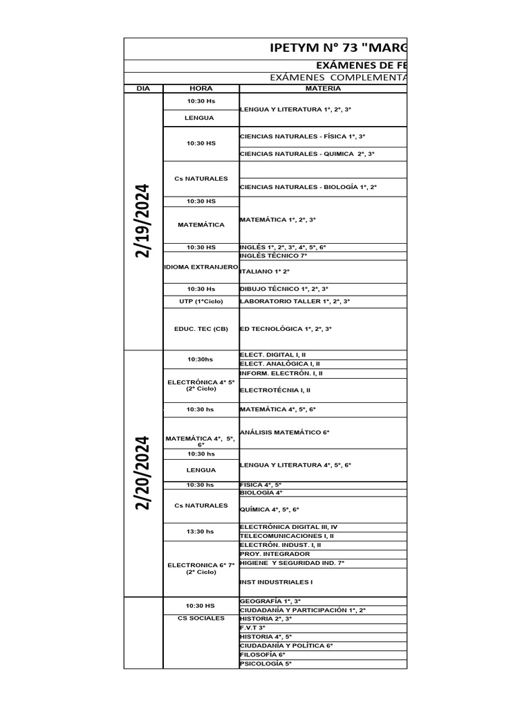 Examen Complementario 2024 TM | PDF | Naturaleza | Ciencias fisicas