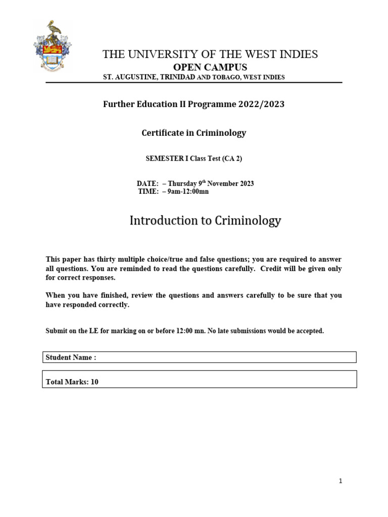 Criminology Exam Guide | PDF | Deviance (Sociology) | Criminology