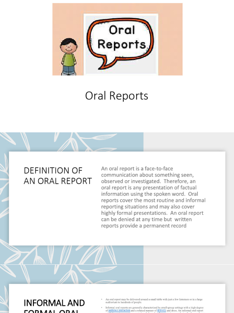 Oral Reports | Download Free PDF | Public Speaking | Body Language