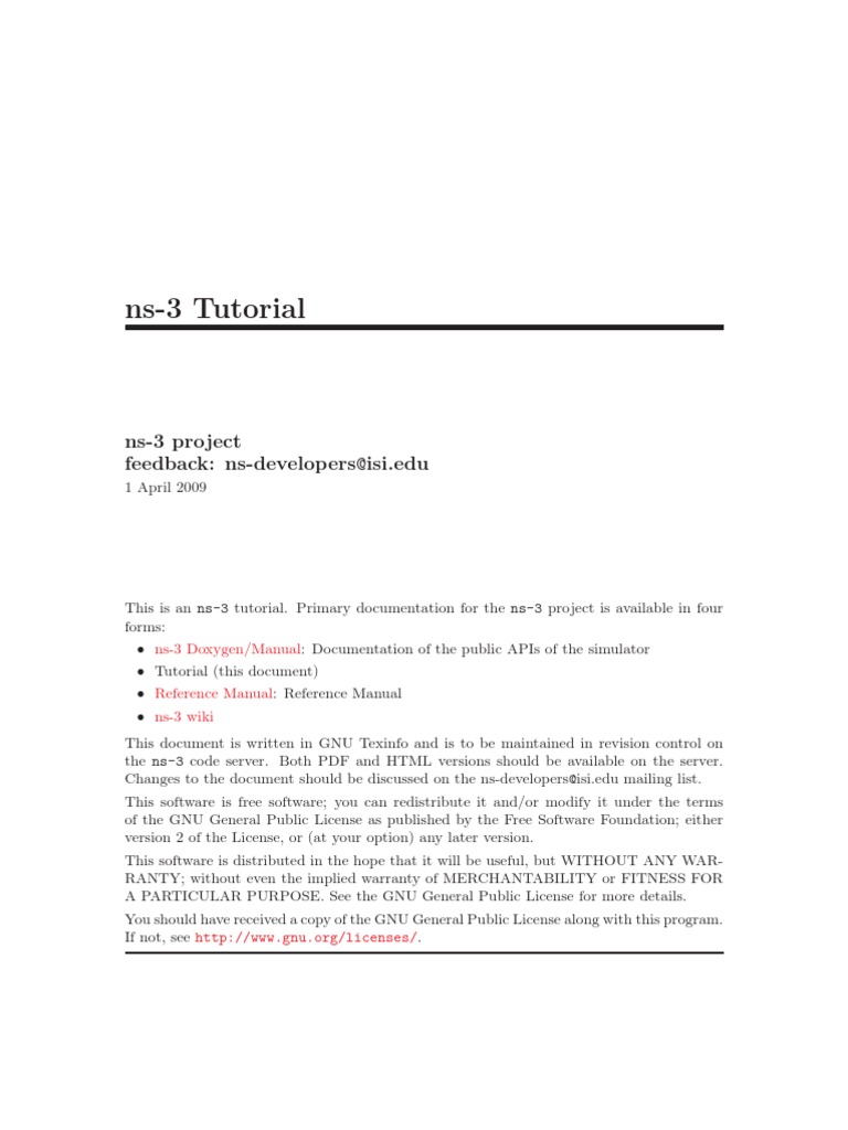 ns-3 Tutorial: ns-3 Project Feedback: Ns-Developers@isi - Edu | PDF | Network Interface ...