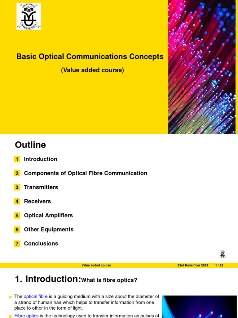 Basic Optical Communications Concepts: (Value Added Course) | PDF ...