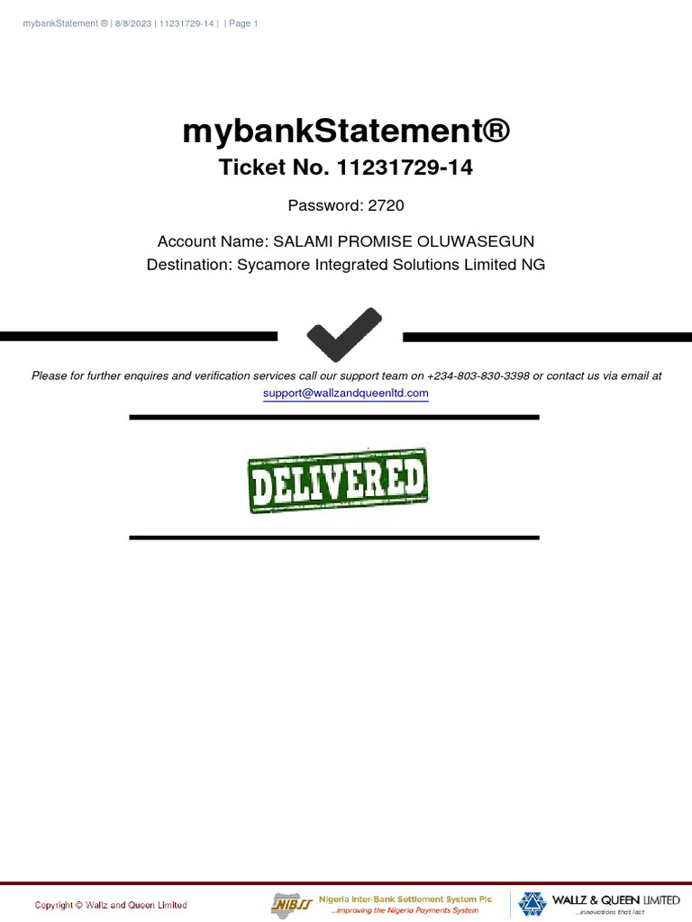 My Bank Statement Ticket | PDF | Finance & Money Management
