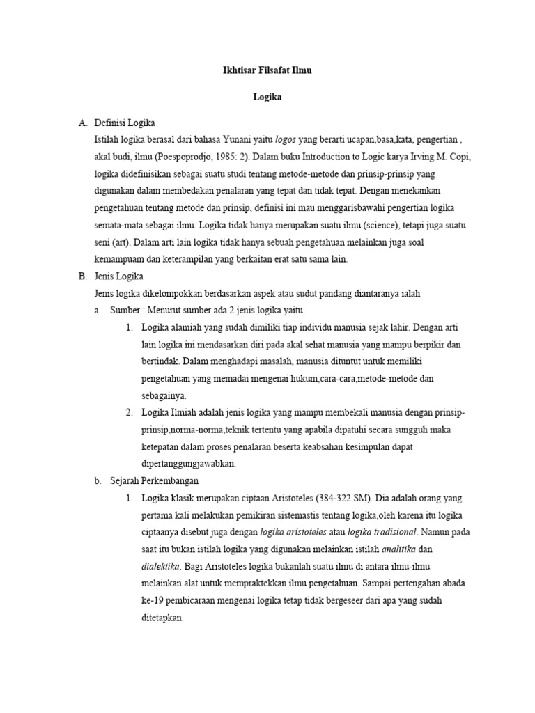 Ikhtisar Filsafat Ilmu 3 Logika | PDF | Filsafat