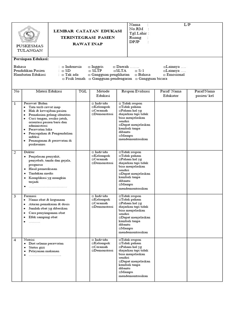 Dokumen Edukasi Pasien Terintegrasi | PDF
