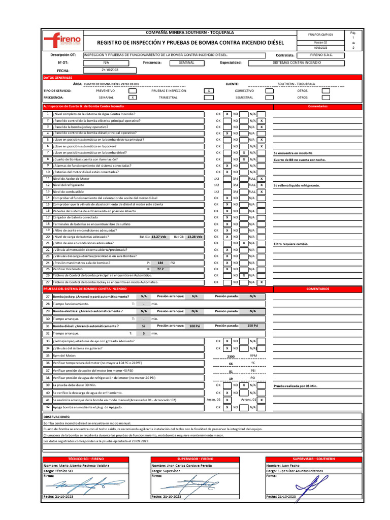C2 - Inspeción y Prueba 1S de BB Contra Incendio Diésel 21.10.2023 ...