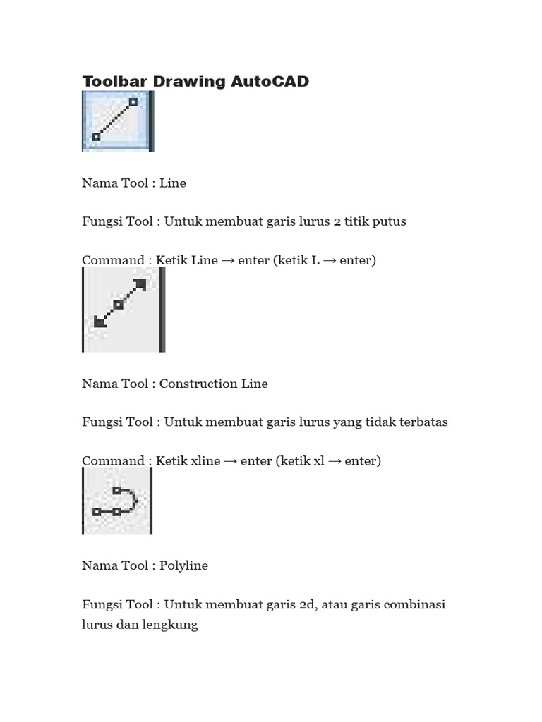 Toolbar Drawing AutoCAD | PDF | Metode & Bahan Ajar | Komputer