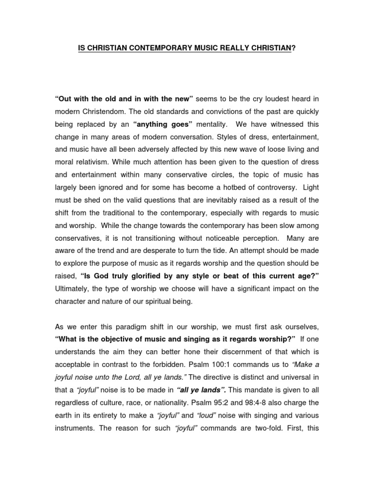 Is Contemporary Christian Music Biblical? | PDF | Solomons | Religious ...