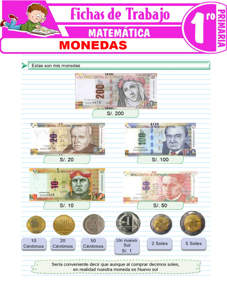Actividades con monedas para primer grado | PDF