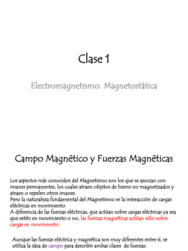Clase 1 - Magnetostatica | PDF | Campo magnético | Electromagnetismo