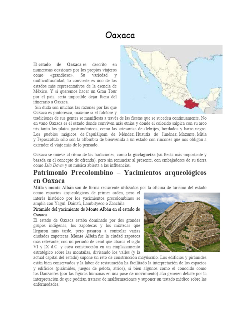 Oaxaca: Cultura, Naturaleza y Sabor | PDF | Ciencias sociales | Viajes ...