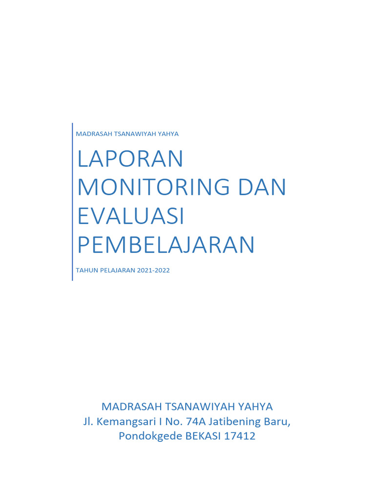 Laporan Monitoring Dan Evaluasi Pembelajaran | PDF