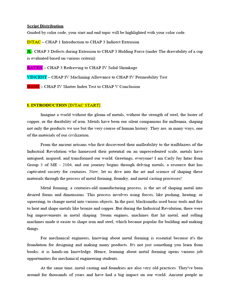 Group 5 Script Pdf Forging Sheet Metal