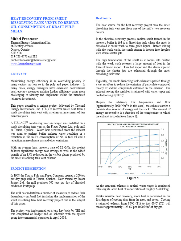 Heat Recovery From Smelt Dissolving Tank Vent 2009-01-26 | PDF | Energy ...