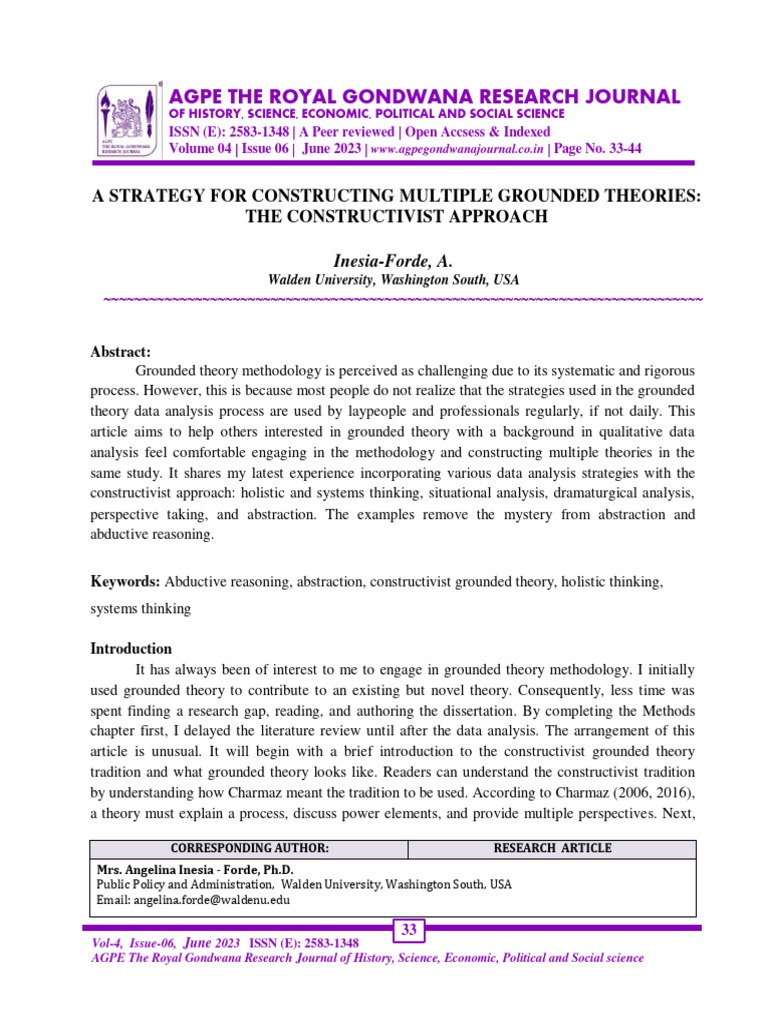 A Strategy For Constructing Multiple Grounded Theories The Constructivist Approach | PDF ...
