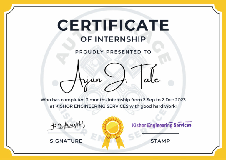 Arjun Internship Certificate | PDF