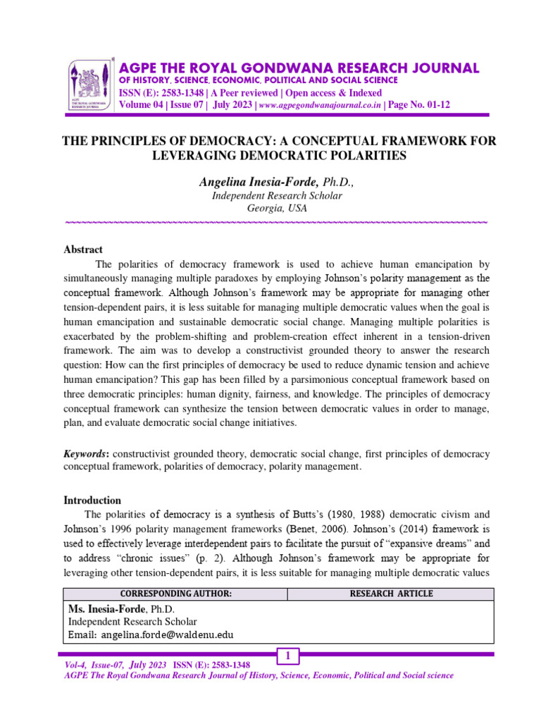 The Principles of Democracy: A Conceptual Framework For Leveraging ...
