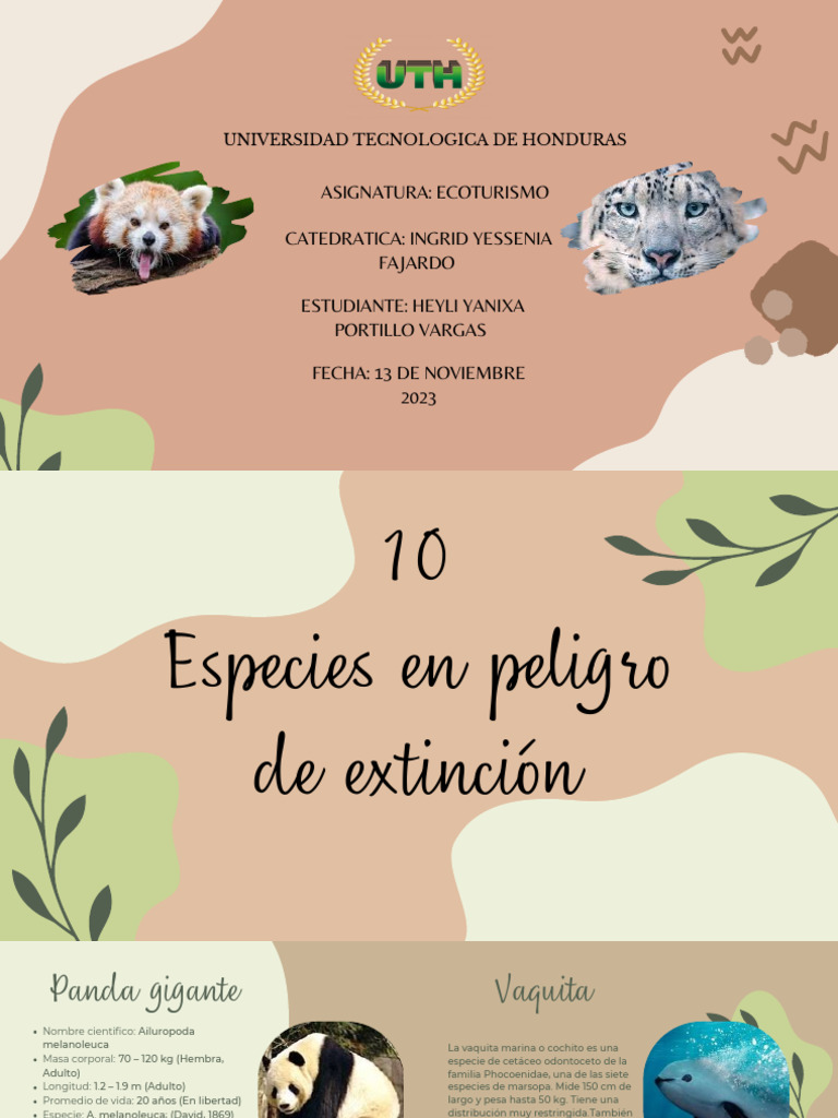 Animales en Peligro de Extinción | PDF | Organismos