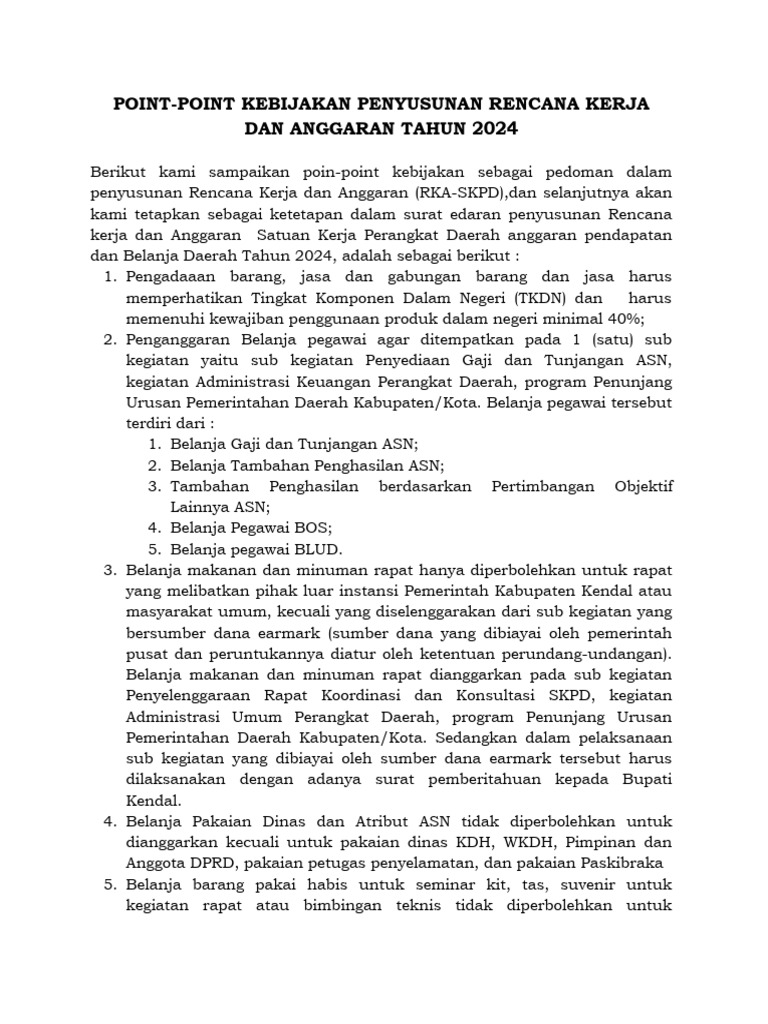 Point Penyusunan Rka 2024 | PDF | Bisnis