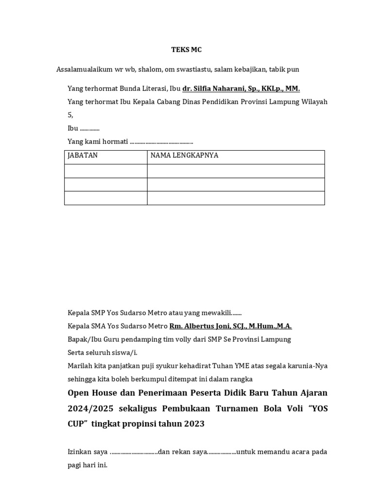 Teks MC Formal | PDF