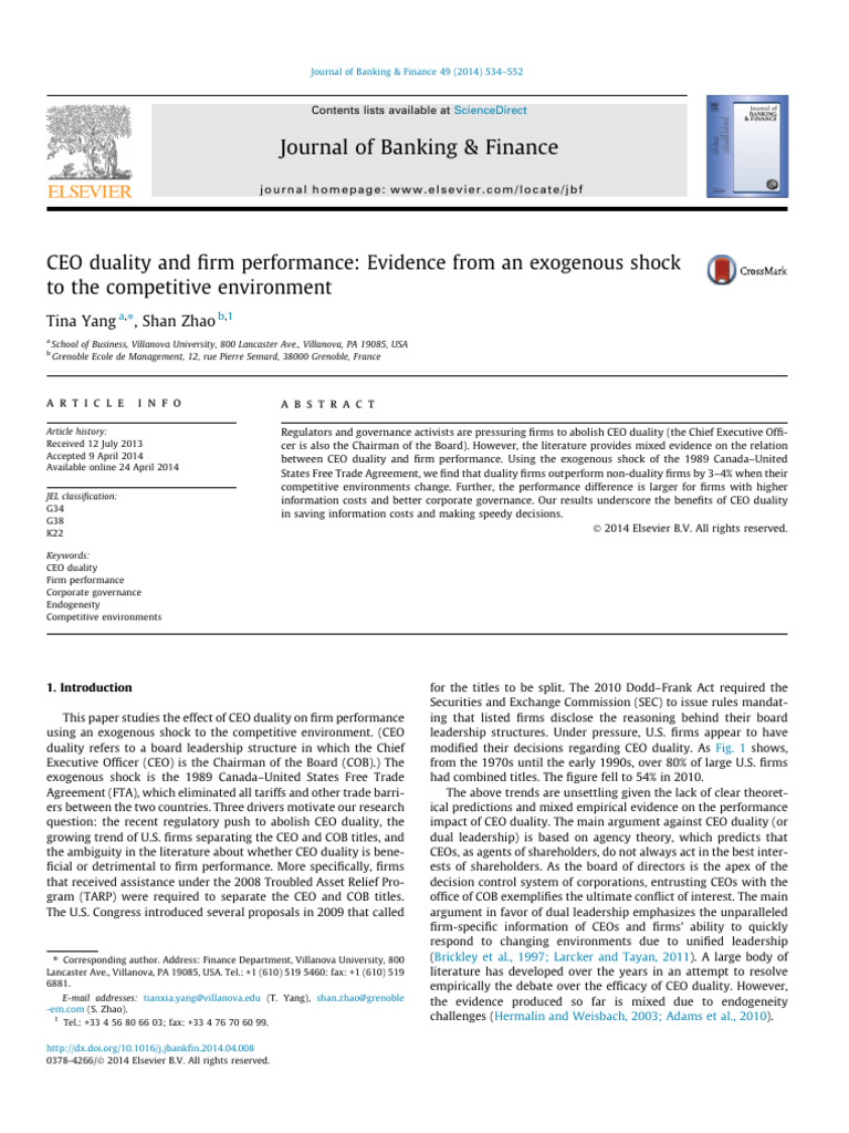 CEO Duality Boosts Firm Performance | PDF | Book Value | Business